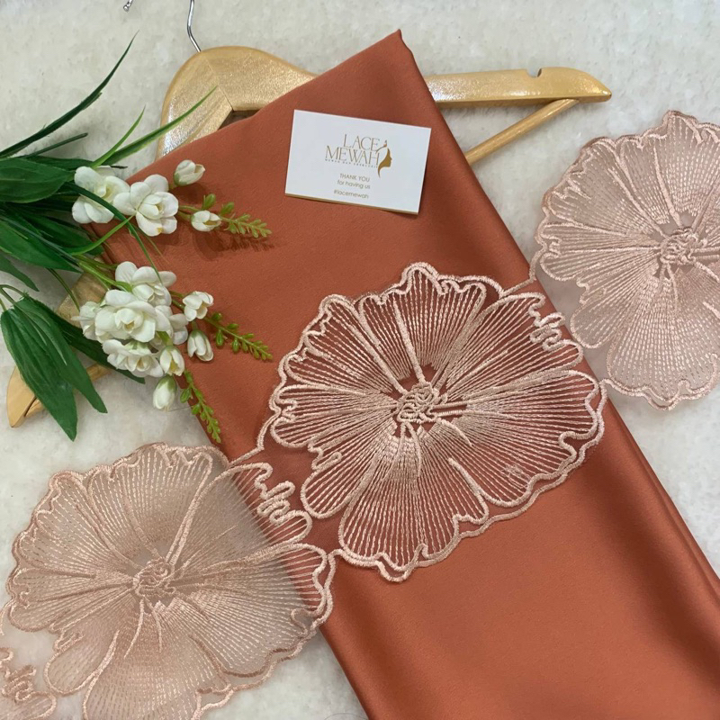 SET KAIN PASANG LACE BORDERLACE LACEMEWAH MANIK BEADING BEADED OREN ...