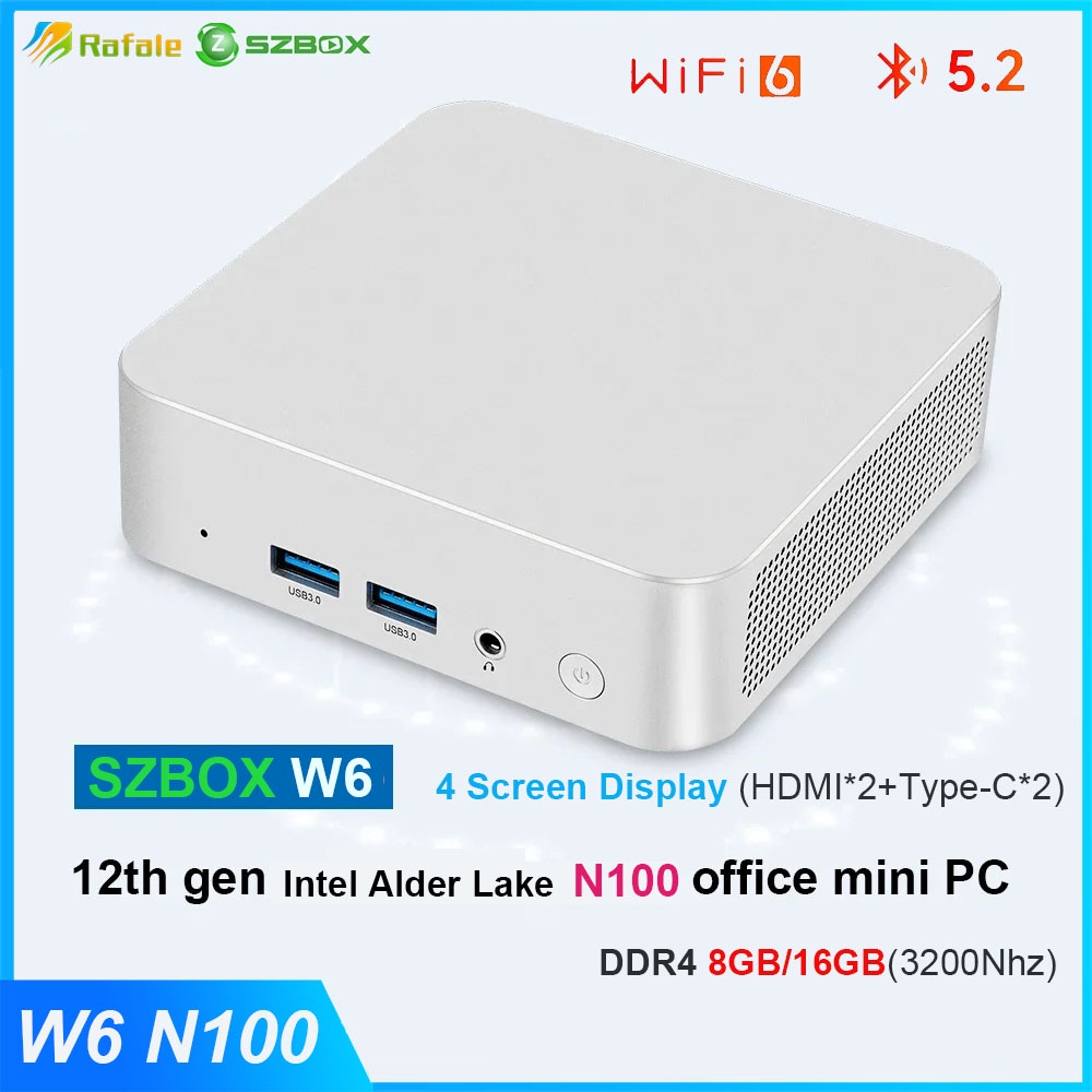SZBOX W6 MINI PC Alder Lake N100 Wins 11 DDR4 8GB/16GB 256GB/512GBSSD ...