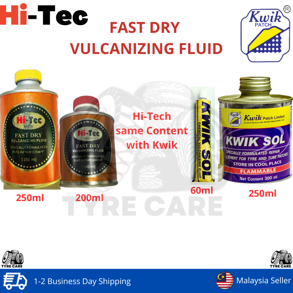 Fast Dry Vulcanizing Fluid HI-TEC @ KWIK (20ml,200ml and 250ml) Cement ...