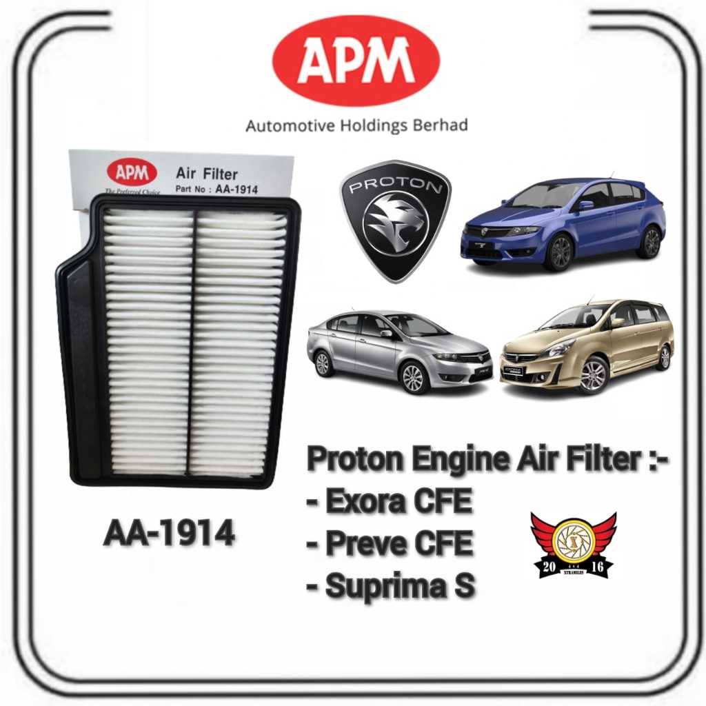 (100% ORIGINAL APM) ENGINE AIR FILTER - PROTON EXORA CFE/ PREVE CFE ...