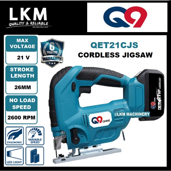 Q9 21V Cordless Jig Saw | Wood & Metal Cutter Machine Bevel Cut | Mesin ...