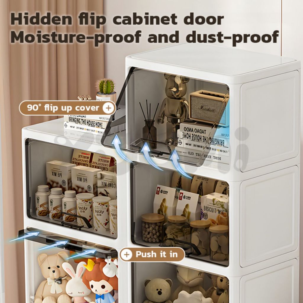 Yuumi New Large Space Transparency Almari Baju Plastik Cabinet Storage ...