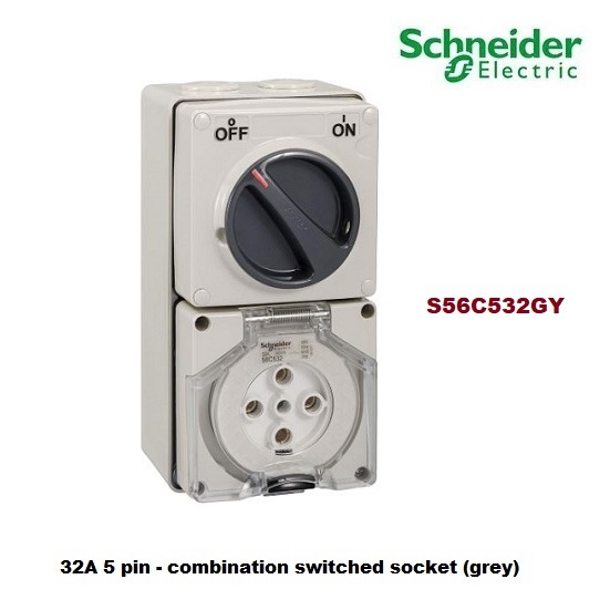 Schneider Clipsal S56C532GY 32A 5 Pin Surface Switch Socket IP66 Grey | Shopee Malaysia