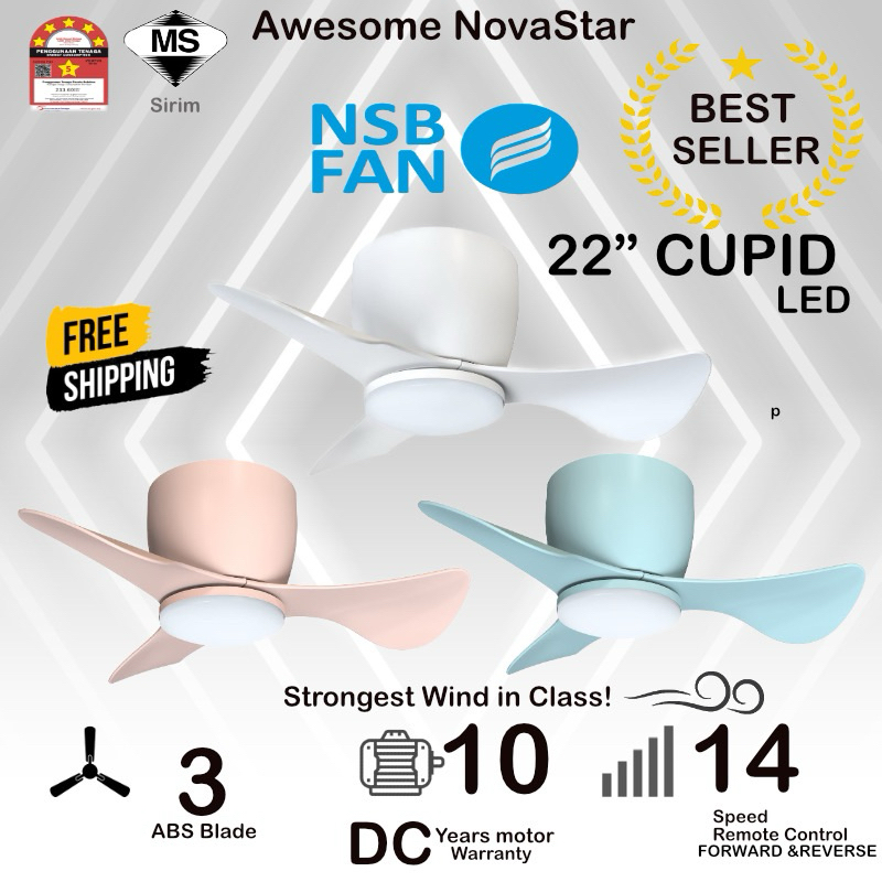 NSB CUPID 22" LED 3 Blades DC motor Built in Wifi mini ceiling fan ...