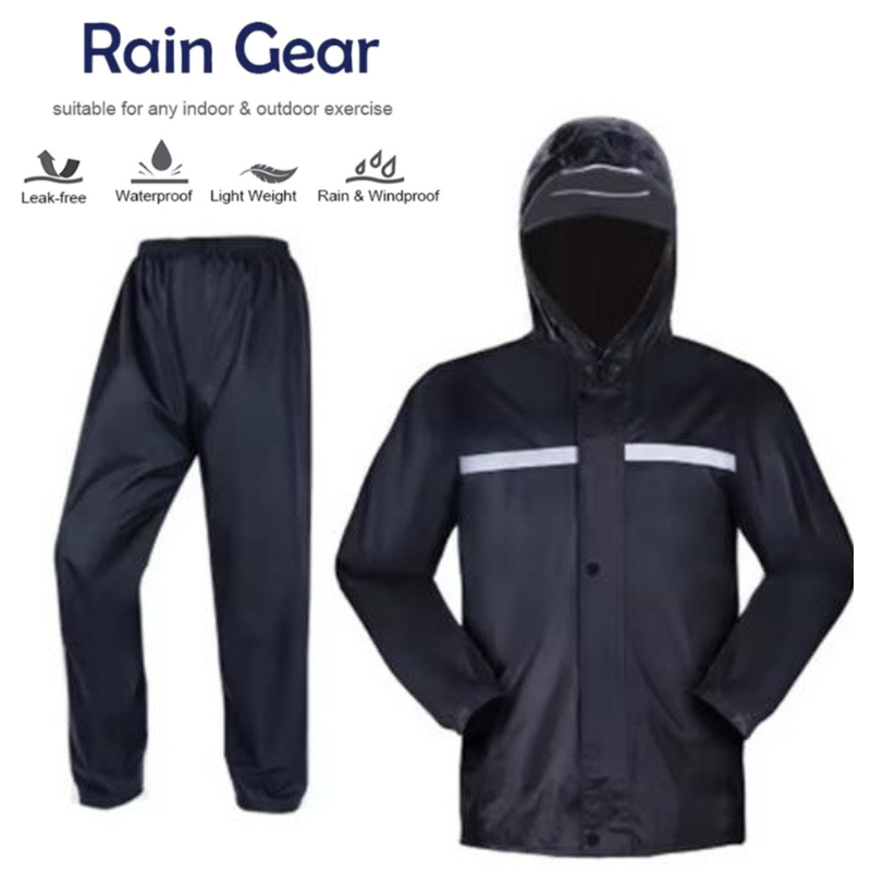 Baju Hujan Raincoat Berfungsi Kalis Air Kain Oxford Set Pakaian Hujan ...