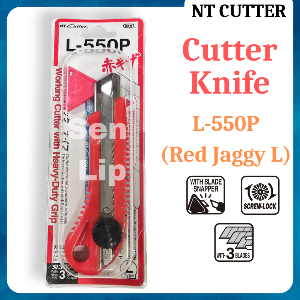 NT Cutter Knife L-550P (Red Jaggy L) / Utility Knife with Heavy-Duty ...