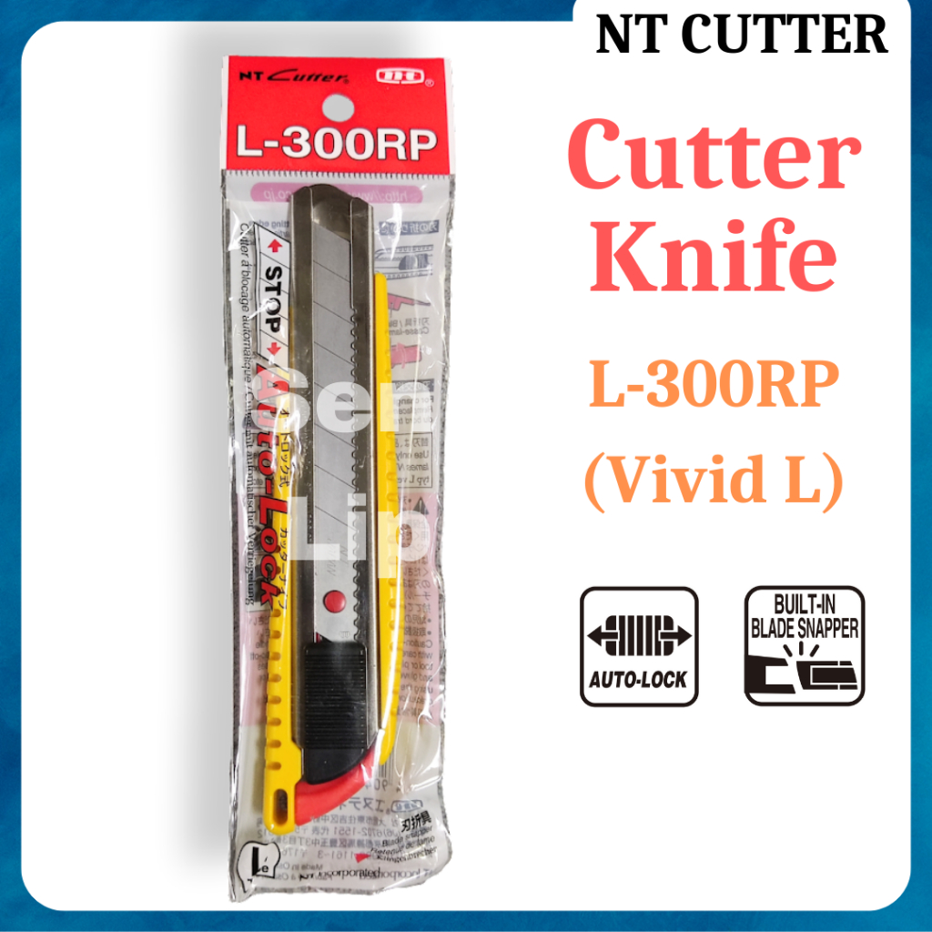 NT Cutter Knife L-300RP (Vivid L) / Utility Knife with Heavy-Duty Blade ...