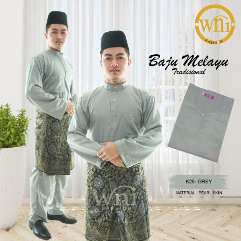 BAJU MELAYU TRADISIONAL WNI FASHION GREY RAYA 2024 SEDONDON AYAH ANAK ...