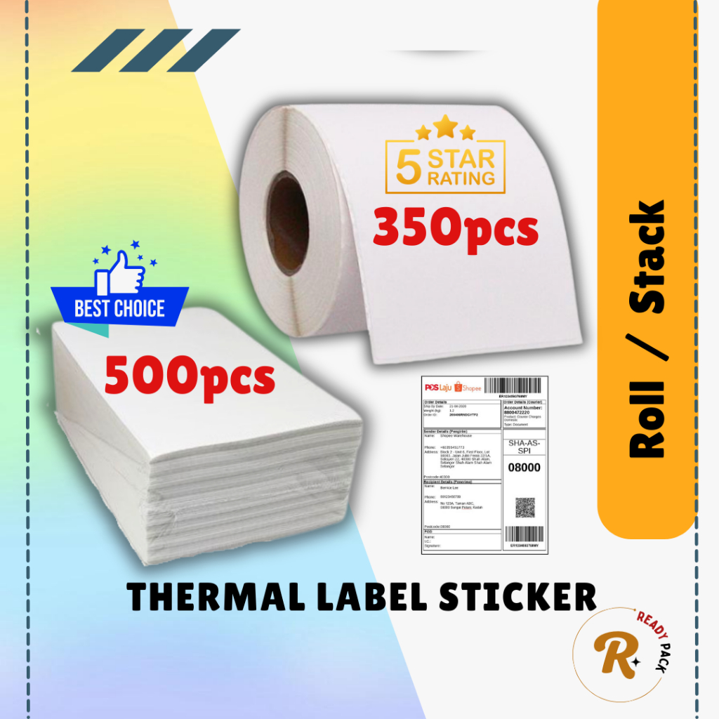 (350pcs/500pcs) A6 Thermal Sticker Roll Thermal Label Sticker 100mm ...