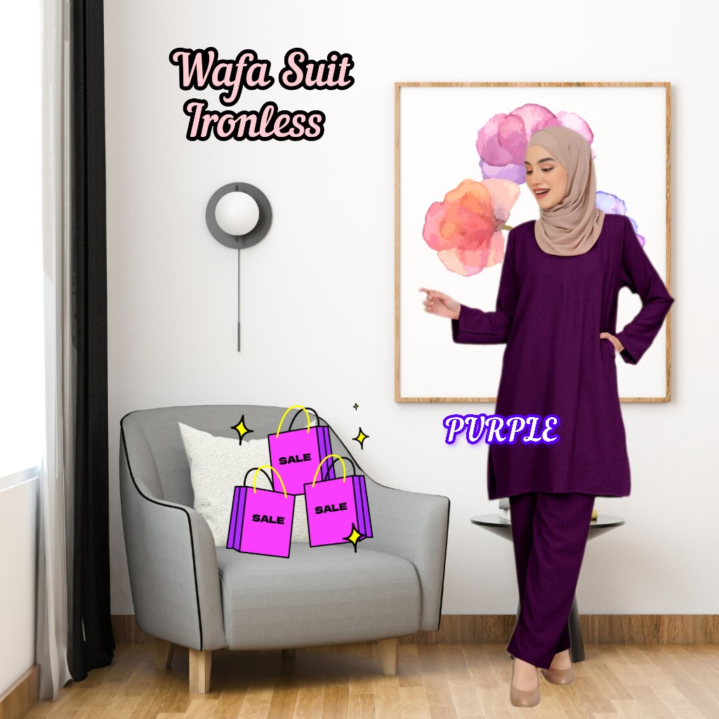 Ironless Wafa Suit (S-2XL) Material Cey Italian Crepe Warda Set Basic ...