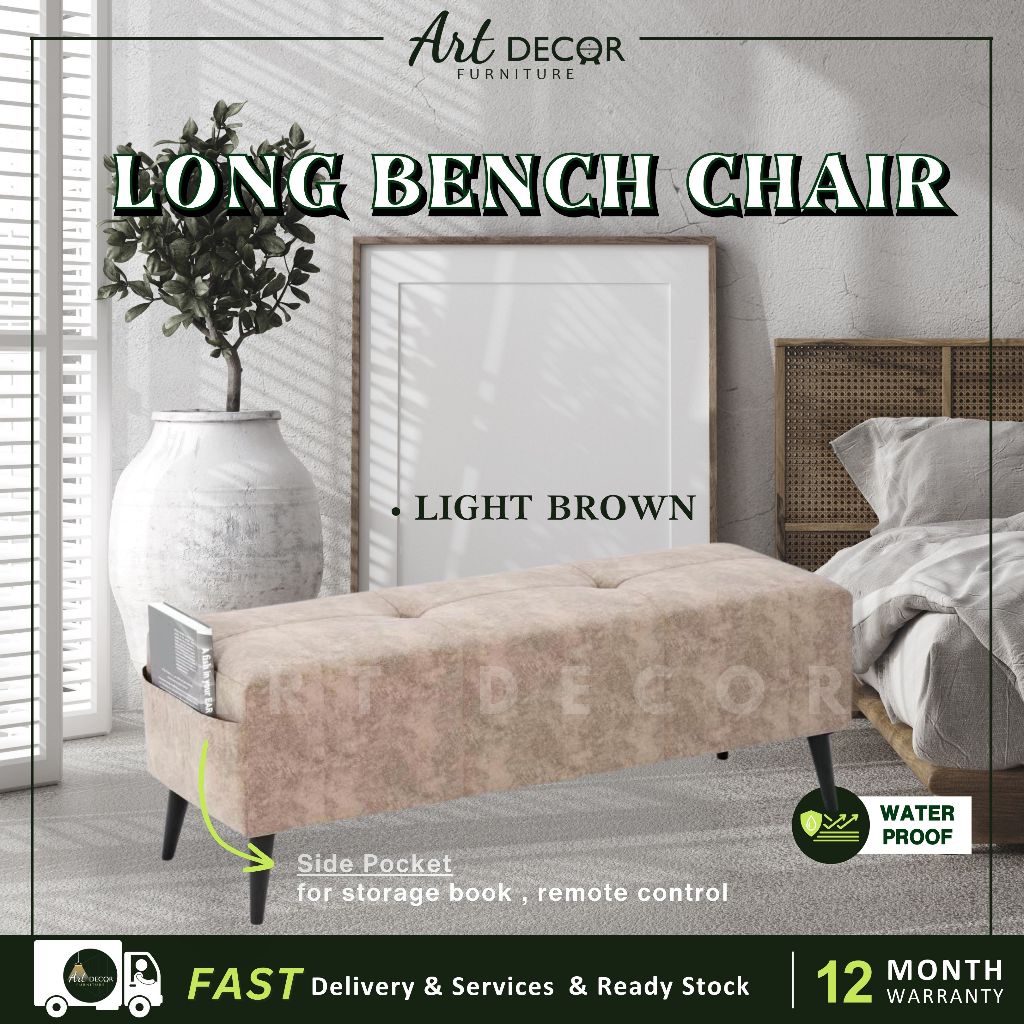 🇲🇾[READY STOCK] 4ft Velvet Fabric Long Bench Stool/ Chair With Big Size ...