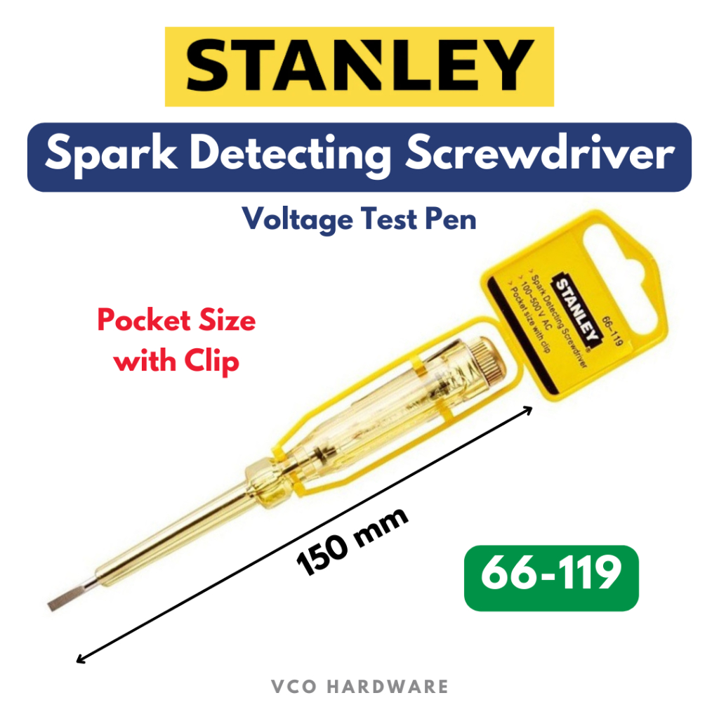 Stanley 150mm Spark Detecting Screwdriver / Voltage Test Pen 66-119 ...
