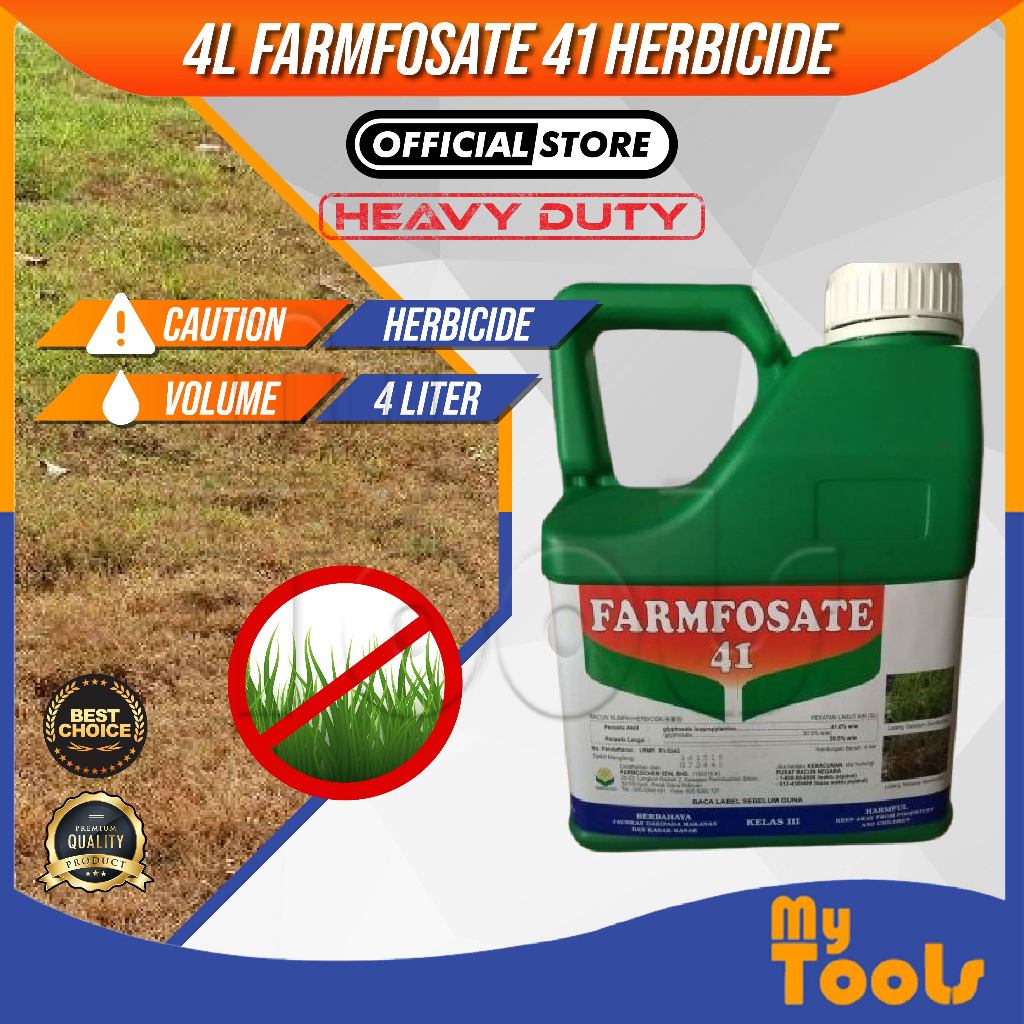 Mytools 4 Liter Farmfosate Glyphosate 41% / BM Glyphosate 41% Class 3 ...