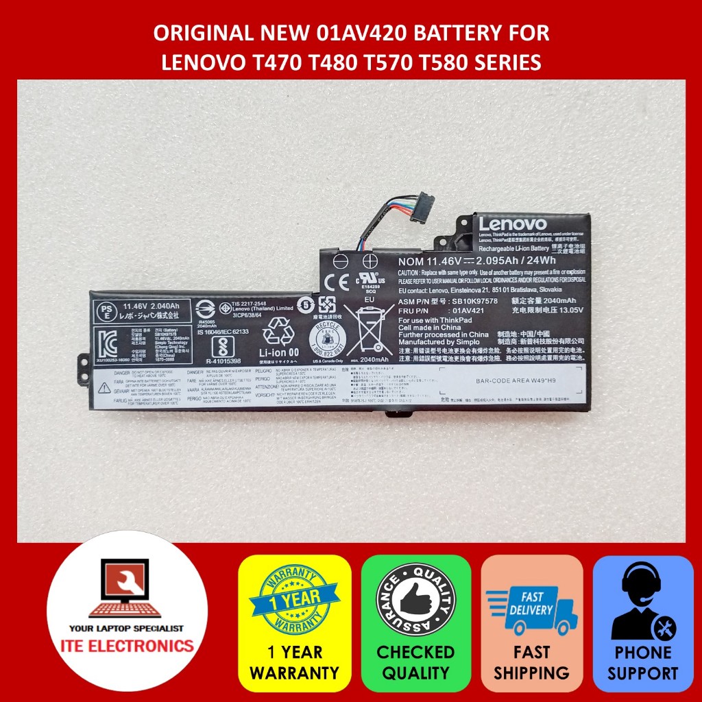 ORIGINAL NEW 01AV420 BATTERY FOR LENOVO T470 T480 T570 T580 SERIES ...