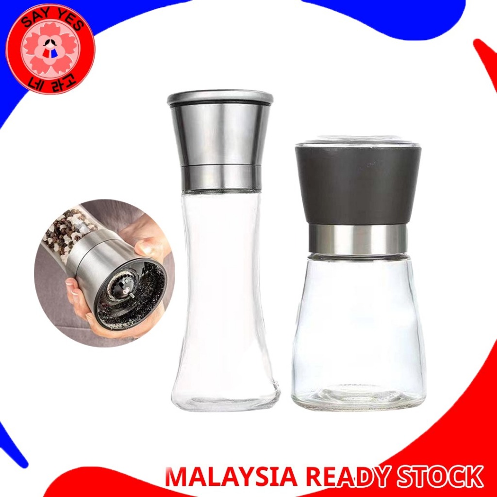 SayYes Pengisar Lada Black Pepper Mill Grinder Manual Glass Stainless ...
