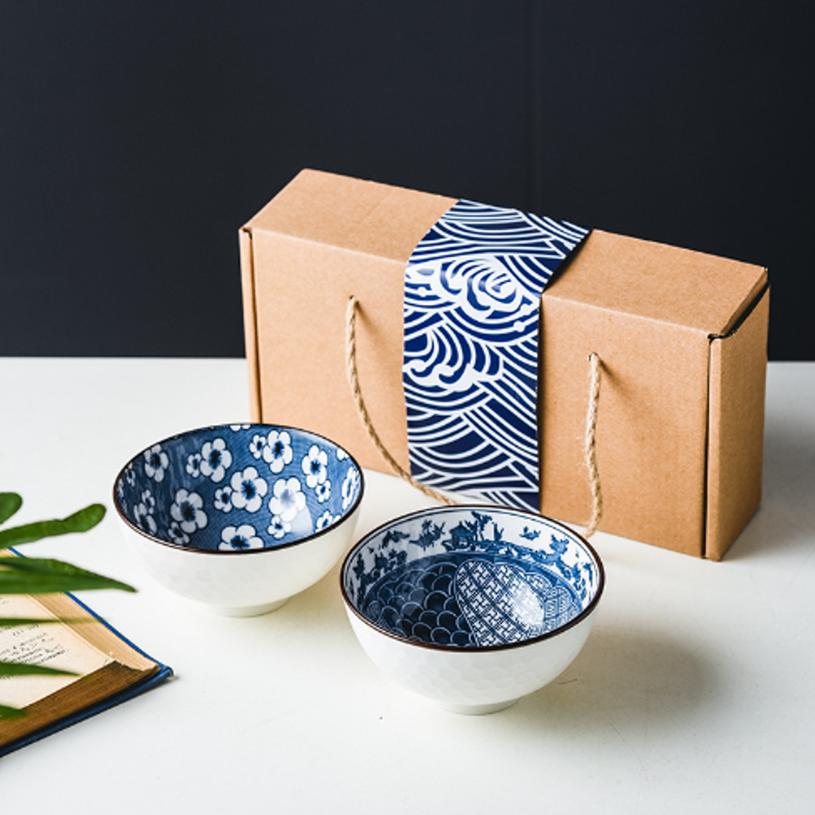 AZUKI Japanese Style Ceramic Dinnerware Gift Set With Box Bowl Set ...