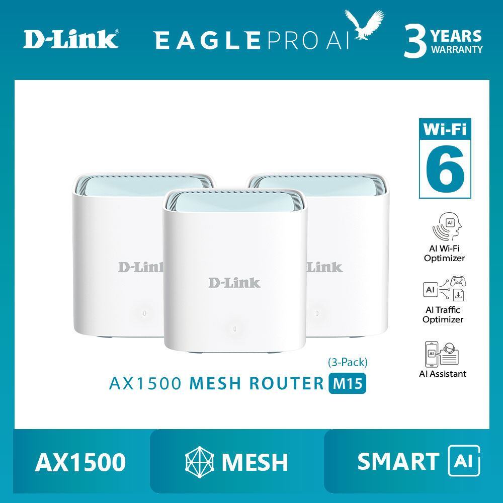 D-Link AX1500 Eagle Pro Ai Wi-Fi 6 Mesh Gigabit Router System Wireless ...