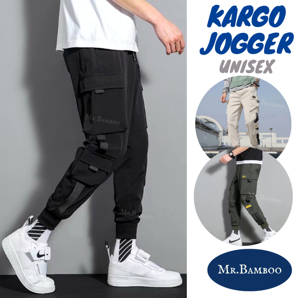 🇲🇾 MR.BAMBOO Cargo Jogger Unisex Tracksuit Long Pants 6 Poket Seluar ...