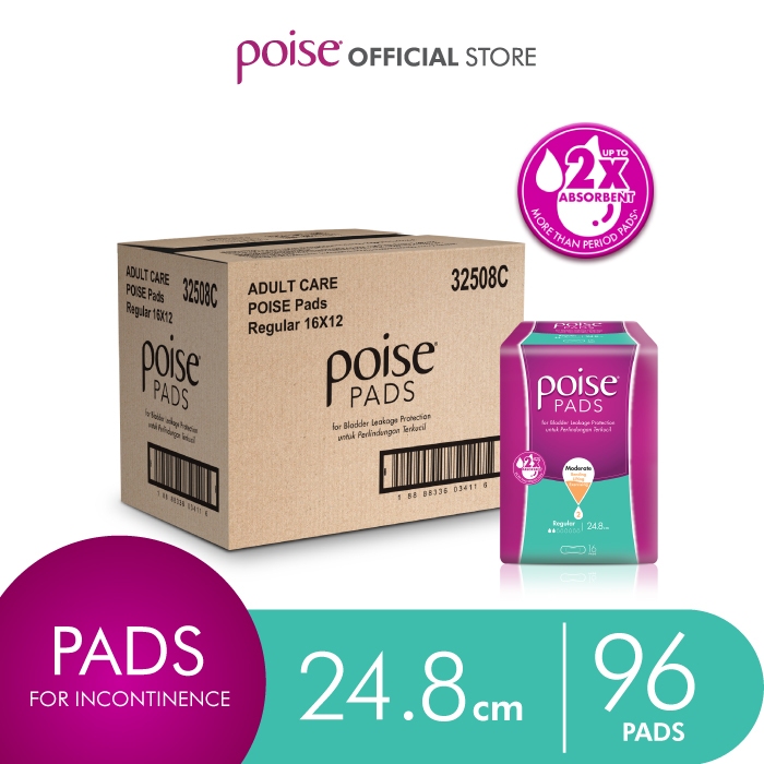 Poise Pads Regular Incontinence / Adult Diapers Non-Wing 24.8cm (16pcs ...