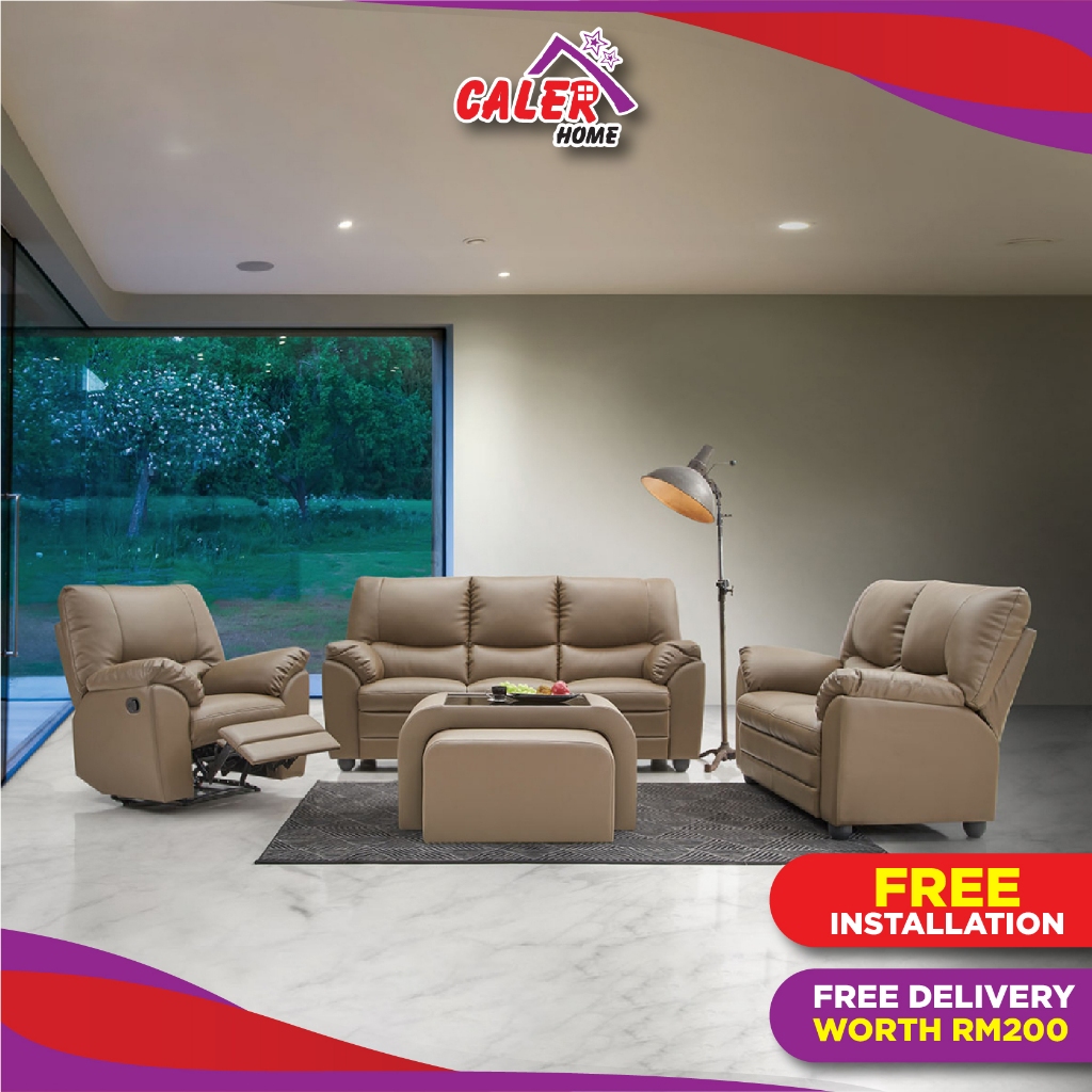 Caler Home Candy 1R + 2/3 Seater Sofa Set Living Room With Coffee Table ...