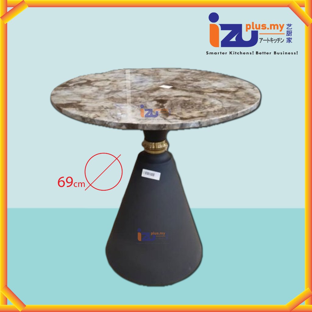 Izuplus 018# Joanna Luxury Matte Texture Marble Round Table with Black ...