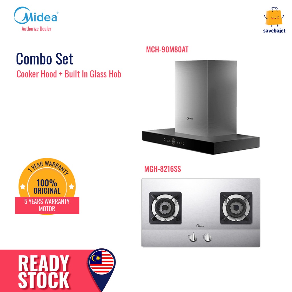 Midea Stainless Steel Built-In Gas Hob Burners MGH-8216SS + Midea ...