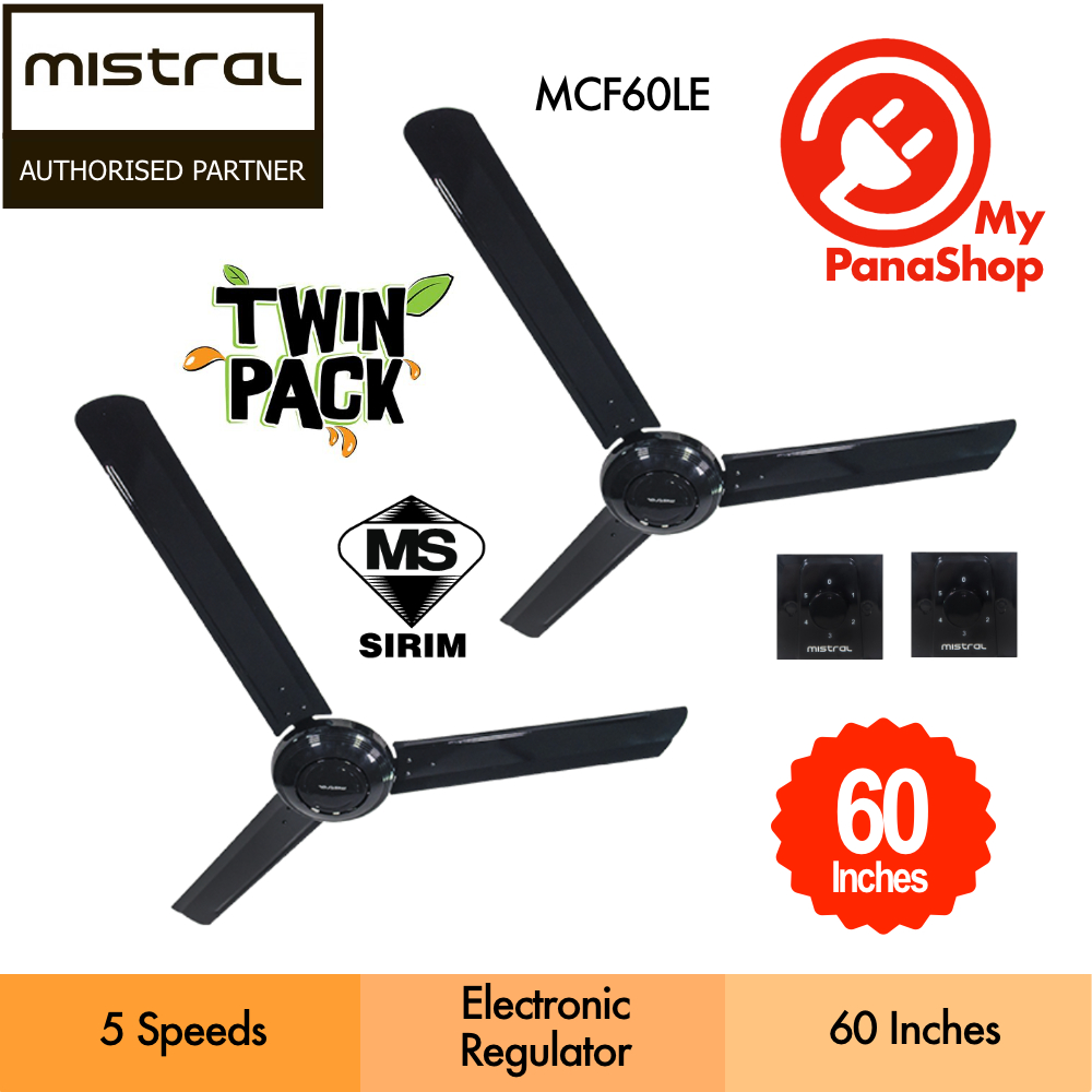 [TWIN PACK] Panasonic/Mistral Electronic Reg Ceiling Fan Kipas Siling ...