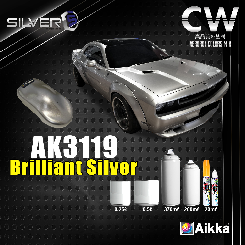 2K Paint 【 AIKKA AK3119 Brilliant Silver 】Silver Series Automotive Car ...