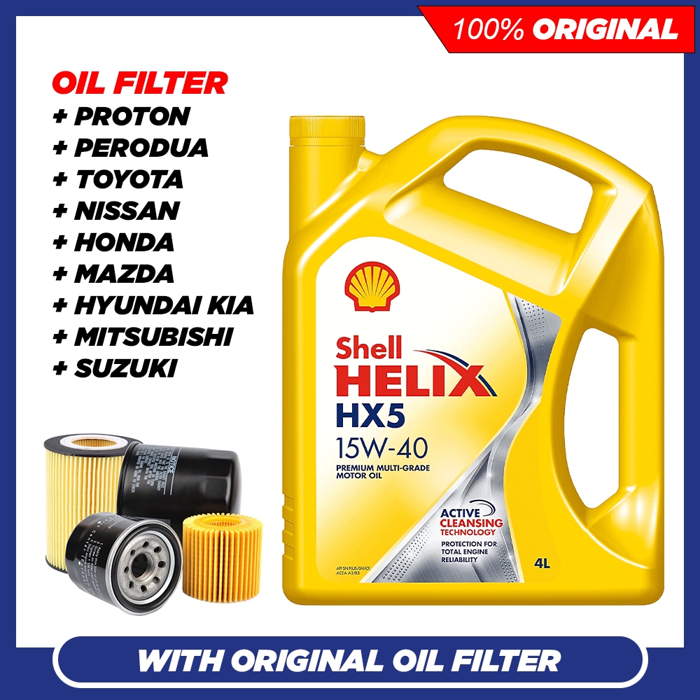 (With Original Oil Filter) SHELL HELIX HX5 15W40 API SN-PLUS Engine Oil ...