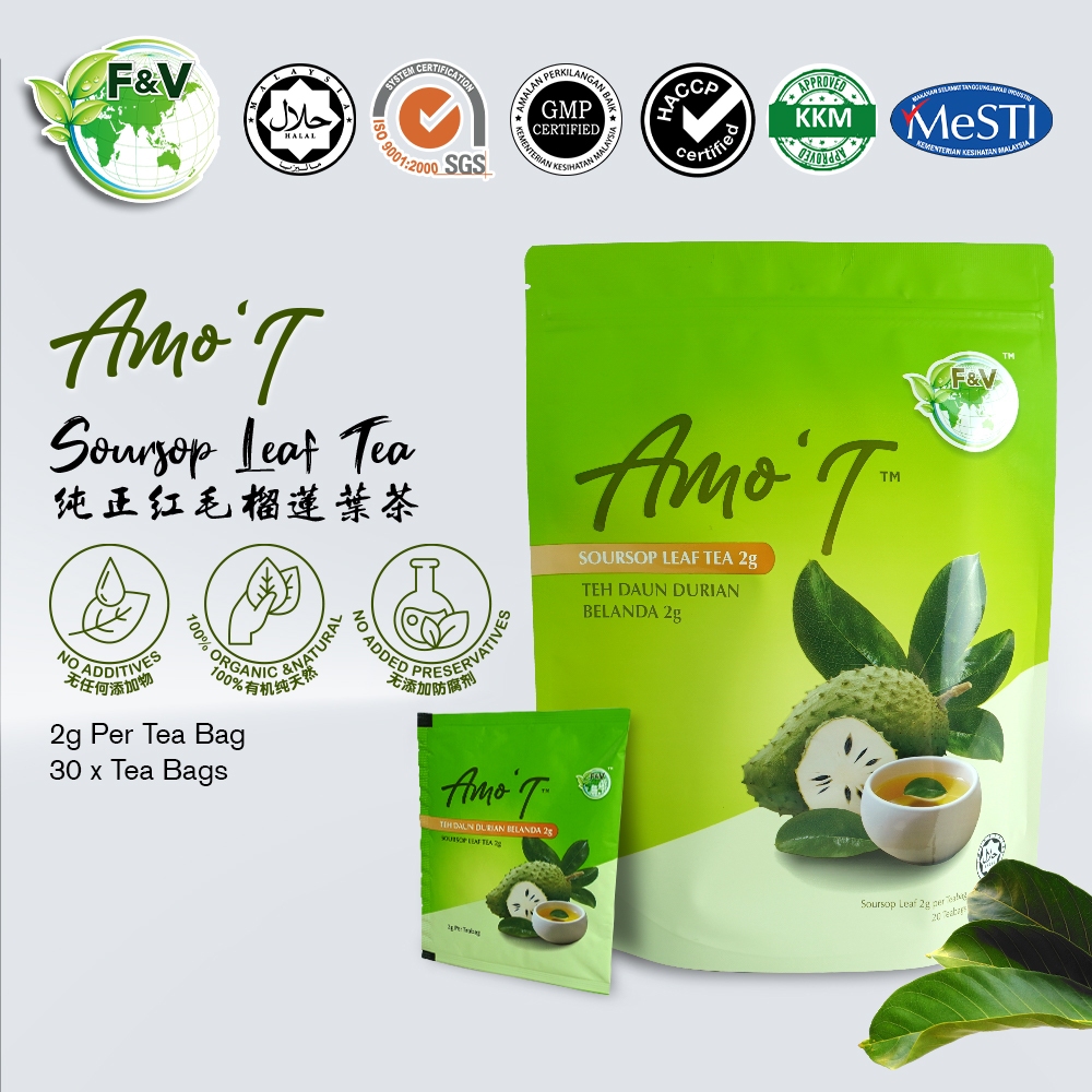 Amo Tea Soursop Leaf Tea 红毛榴莲叶茶 (2g x 30 Tea Bags) | Shopee Malaysia