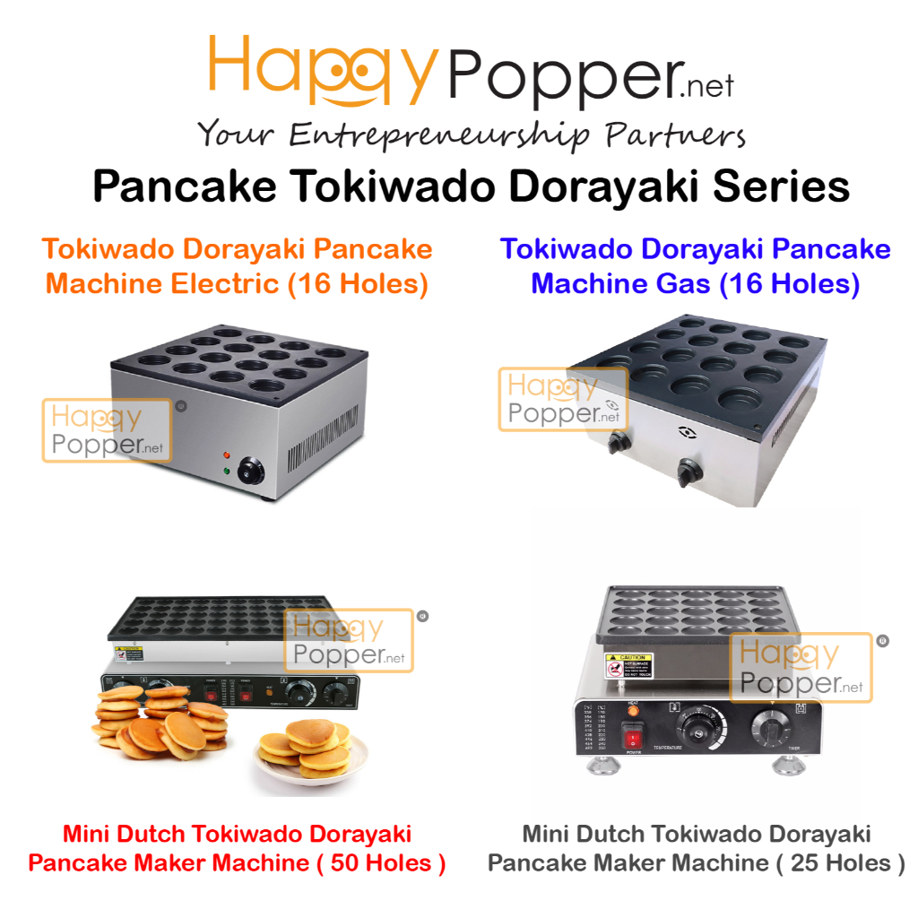 Happypopper Tokiwado Dorayaki/Mini Pancake Machine Electric/Gas 16/25 ...