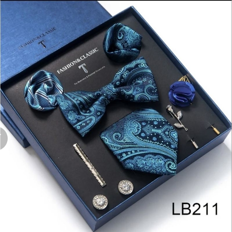 Men's Tie Set Luxury Gift Box Silk Tie Necktie Set 8pcs Inside Packing ...