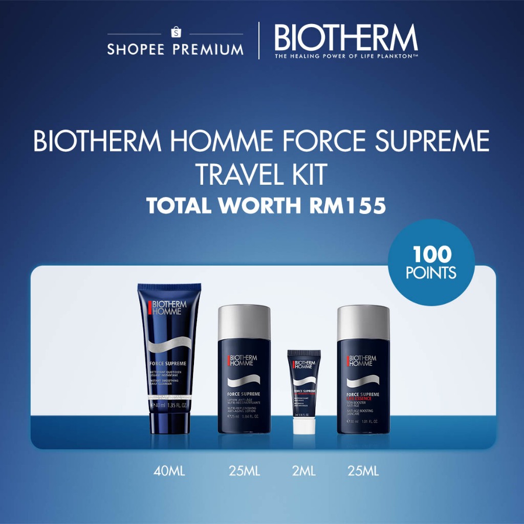 [100 POINTS] BIOTHERM HOMME FORCE SUPREME TRAVEL KIT | Shopee Malaysia