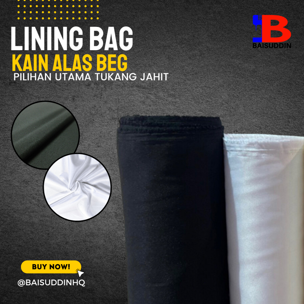 1meter Kain Alas Dalam Beg Belum Jahit / Lining Beg / Kain Pongee Hitam ...