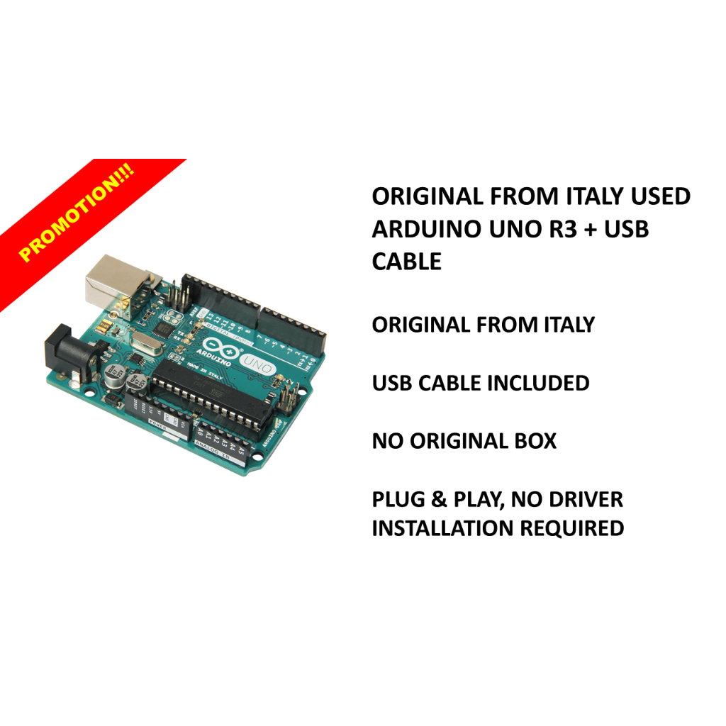 ORIGINAL RARELY USED FROM ITALY USED ARDUINO UNO R3 + USB CABLE ...