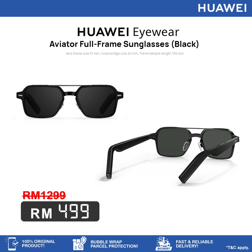 Huawei Eyewear | Aviator Full-Frame Sunglasses | Black | | Shopee Malaysia