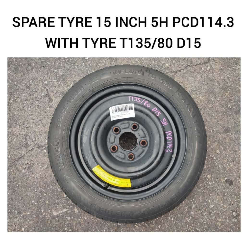 Spare Tyre 15 Inch Inci 5H PCD114.3 ( T135/80 D15 ) For Toyota Noah Voxy Honda Stream Stepwagon ...
