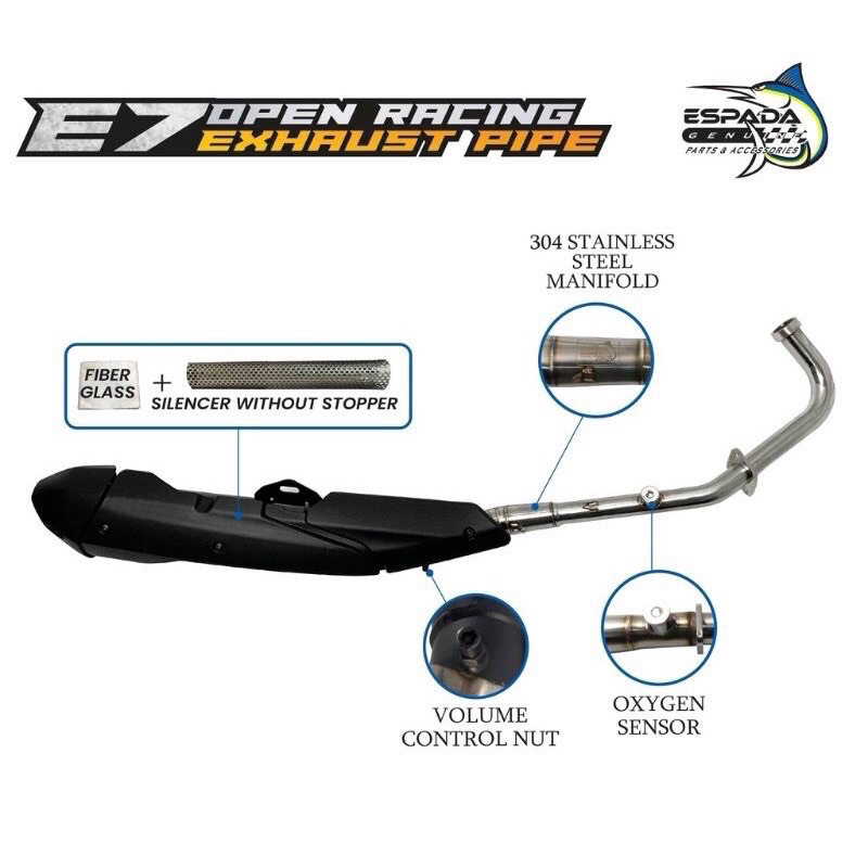 Exhaust Espada Std Cutting 100% Original Y15ZR/Y15/RS150/LC135/SRL115/SRL115FI EZXOS E4 E5 E6 E7 ...