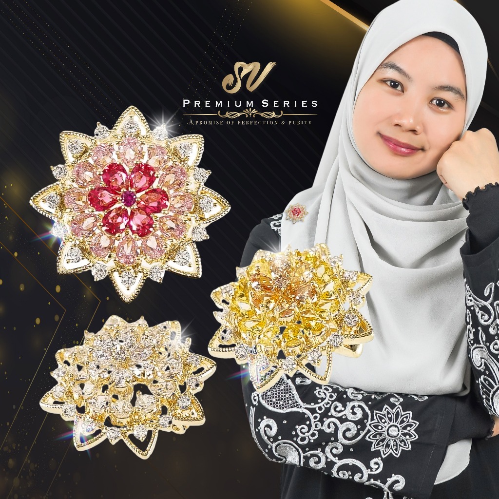 Sv Premium Daisy Flower Crystal Brooch Colorful Kerongsang Bunga Daisy ...