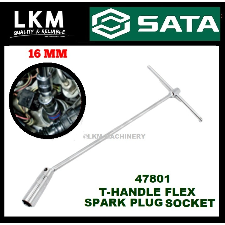 SATA 47801 T-Handle Flex Spark Plug Socket 16MM | Shopee Malaysia