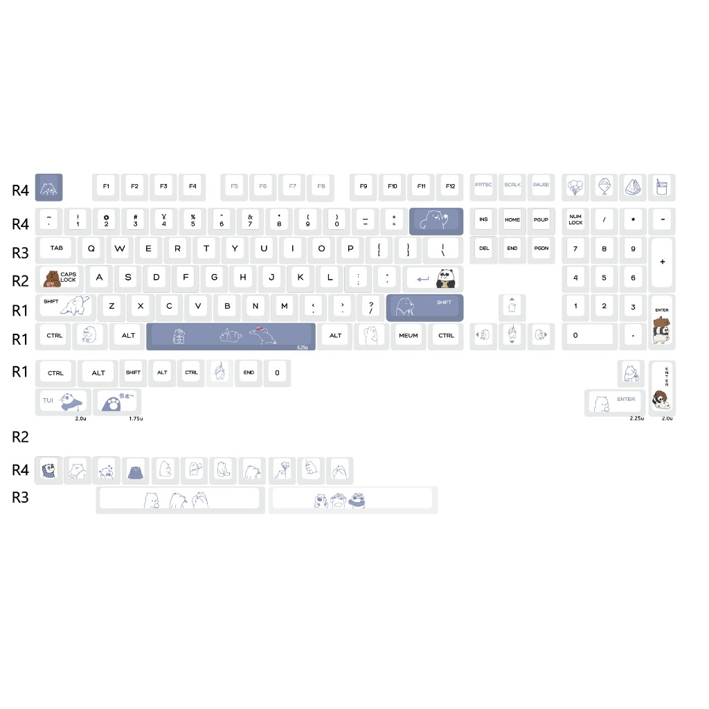 Zifriend Keycap cartoon mechanical keyboard DIY collection OEM XDA height | Shopee Malaysia