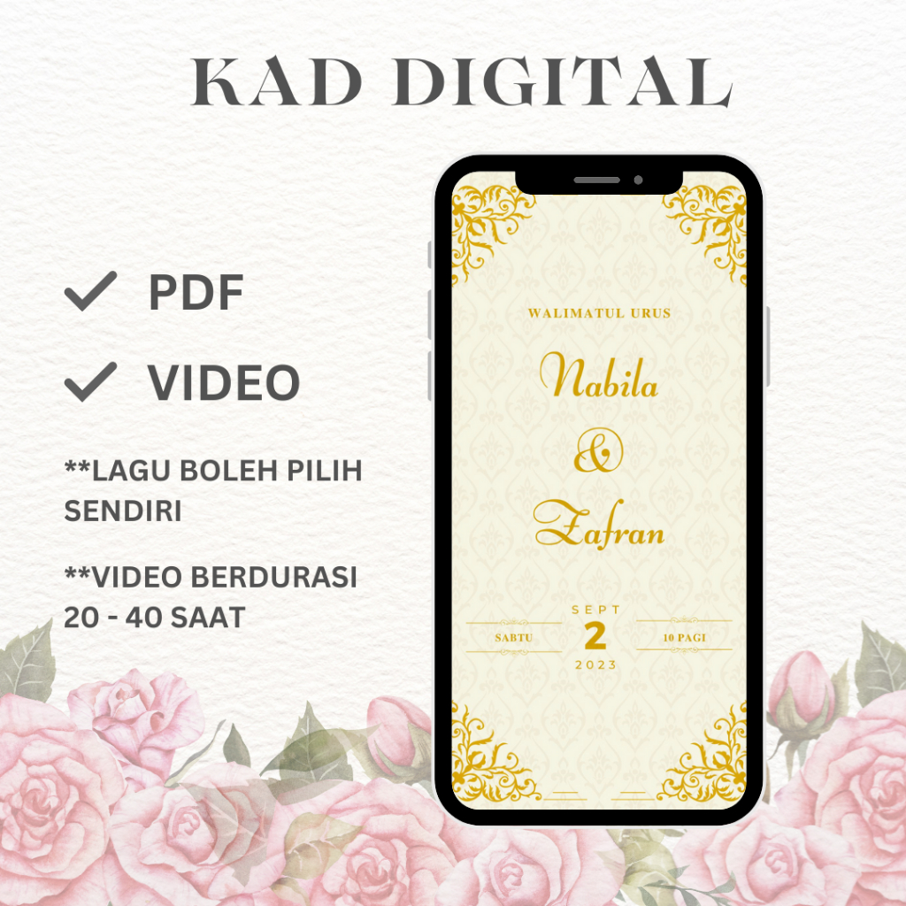 TEMA KLASIK KAD KAHWIN DIGITAL | DIGITAL WEDDING CARD | E-CARD | Shopee Malaysia