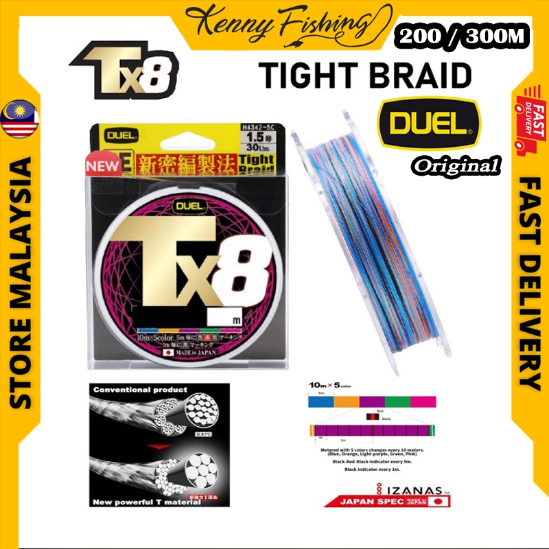 DUEL Tx8 300m / 200m 8 Strands-5 Colors PE Line Boat Shore Casting Sea Field Rock Soft Silk ...