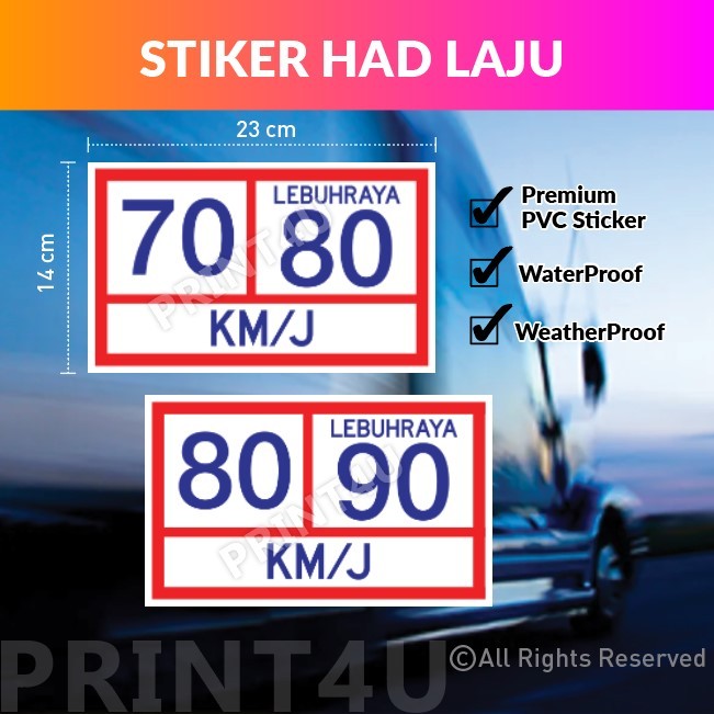 🔥READY STOCK BUY1 FREE 1 SPEED LIMIT STICKER LORRY KM/J #70/80 #80/90 ...