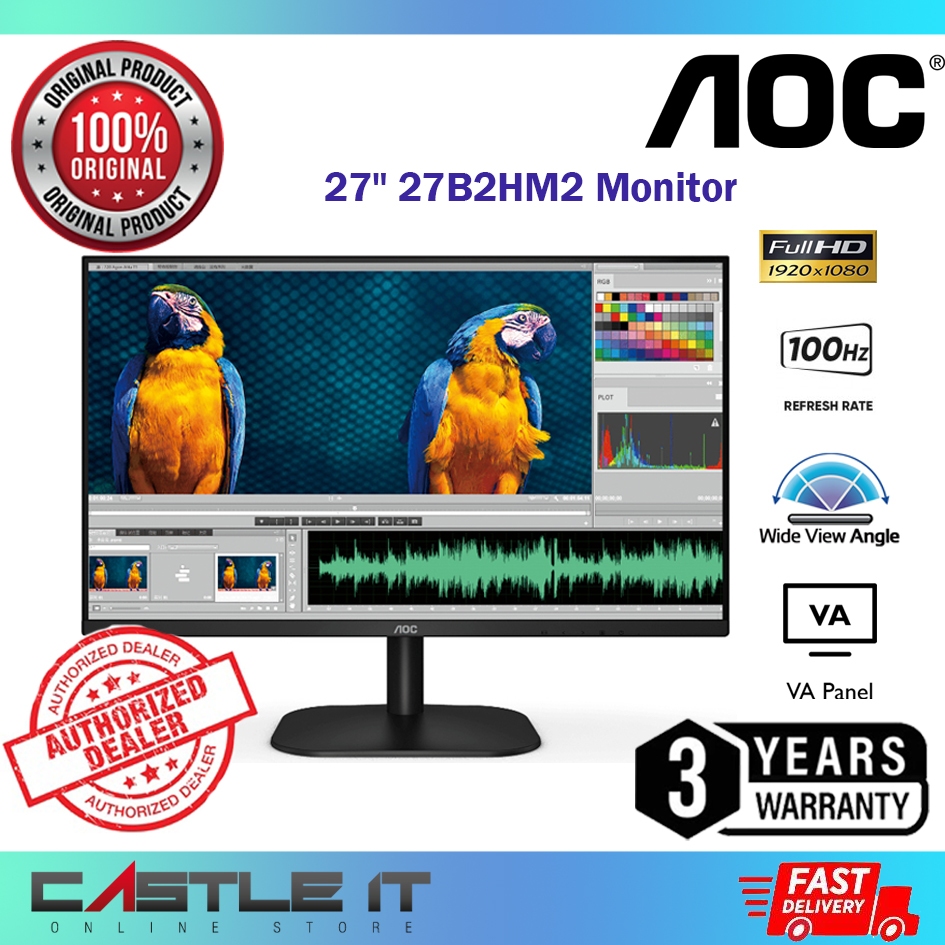 AOC 27" 27B2HM2 100HZ HD MI VGA D-SUB 3 Sided Framless LED LCD Monitor ...