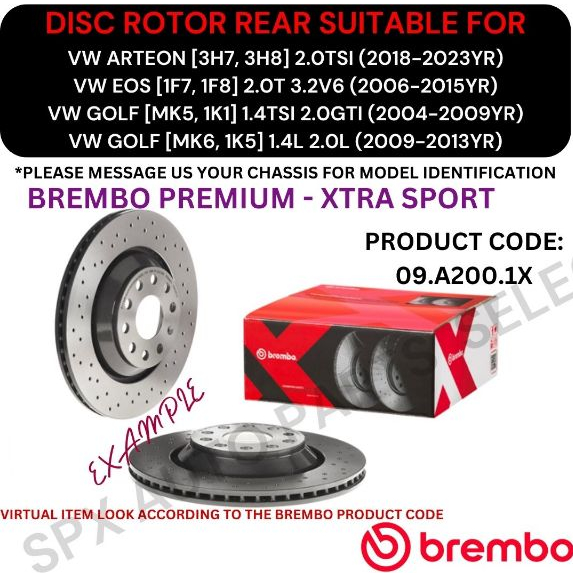 BREMBO GENUINE DISC BRAKE ROTOR (REAR) FOR VW ARTEON [3H] '18-24YR ...