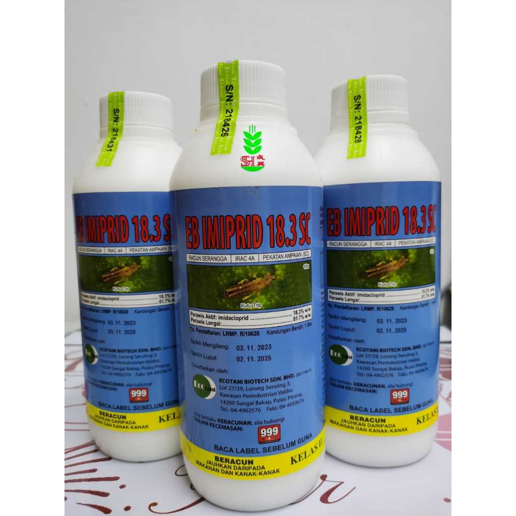 1L EB Imiprid 18.3SC Imidacloprid 18.3%(air susu)Racun Serangga Lalat Putih/Kutu Thrip/Bena ...