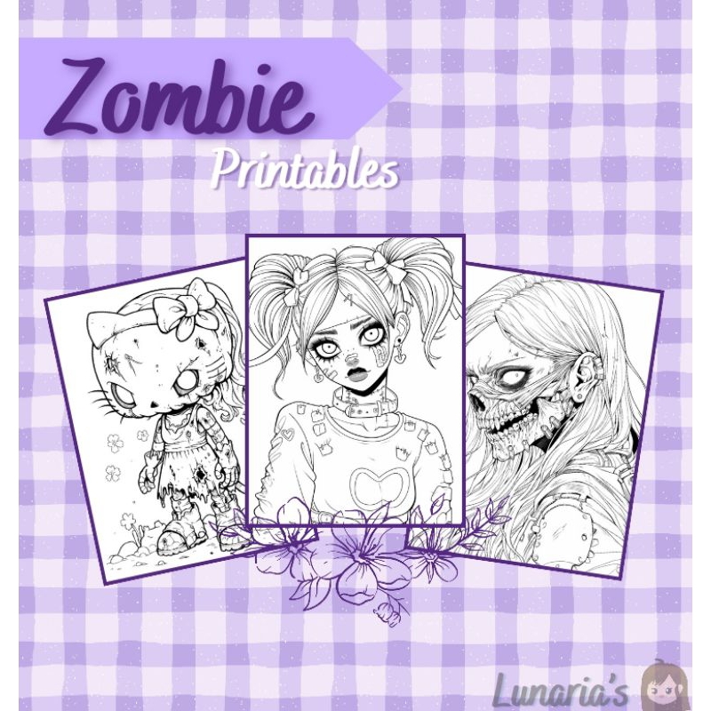 LUNARIA'S [Printable] Zombie, Zombie Girl - 43 Colouring Pages for Kids ...