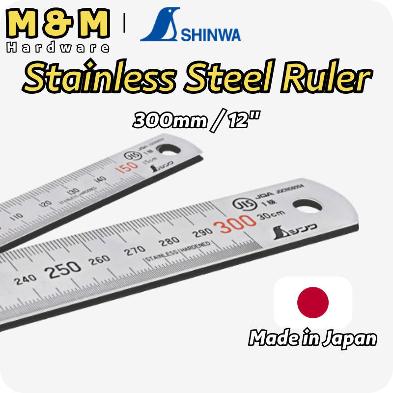 [100% ORIGINAL] SHINWA Stainless Steel Ruler (12"/30CM/300MM) MADE IN JAPAN | Shopee Malaysia