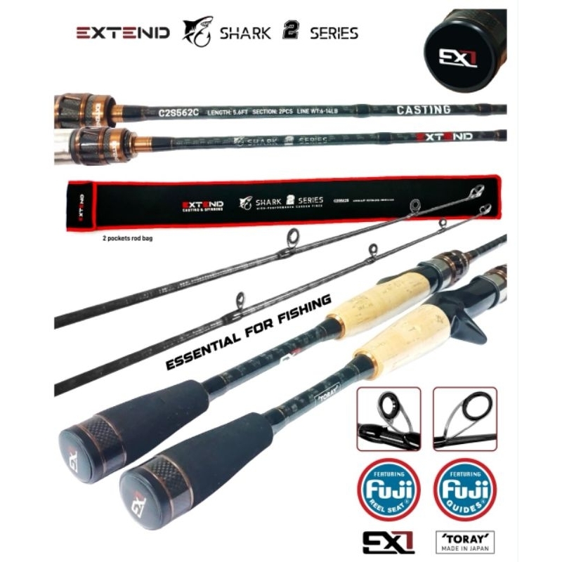 EXTEND SHARK 2 SERIES FISHING ROD - Package pvc paip | Shopee Malaysia